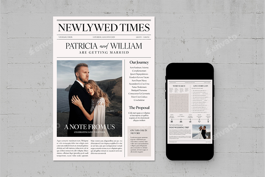 Wedding Newspaper Flyer Template, Print Templates | GraphicRiver