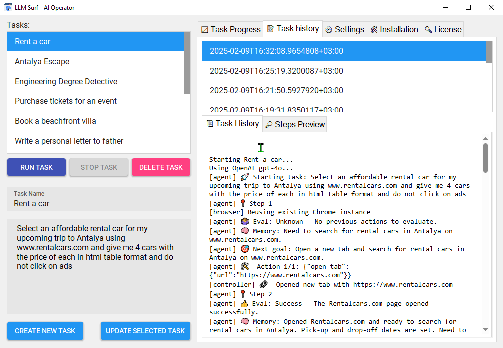 LLM Surf - AI Operator - AI Agent - Browser Automation by profitable