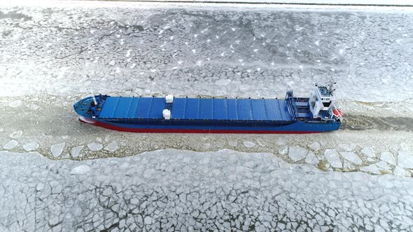 Cargo Ship Sailing Through Ice, Stock Footage | VideoHive