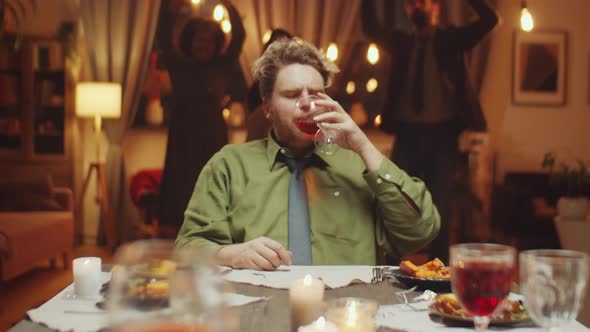 Sad Man Getting Drunk During Party, Stock Footage | VideoHive