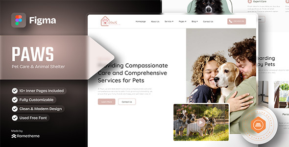 Paws - Pet Care and Animal Shelter Figma Template by Rometheme ...