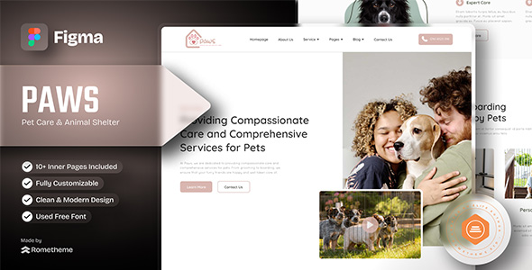Paws - Pet Care and Animal Shelter Figma Template by Rometheme | ThemeForest