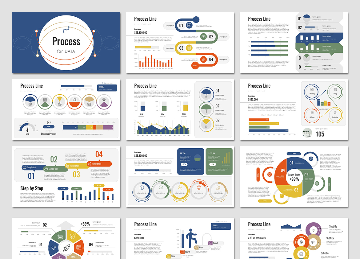 Process for Data PowerPoint Presentation Template, Presentation Templates