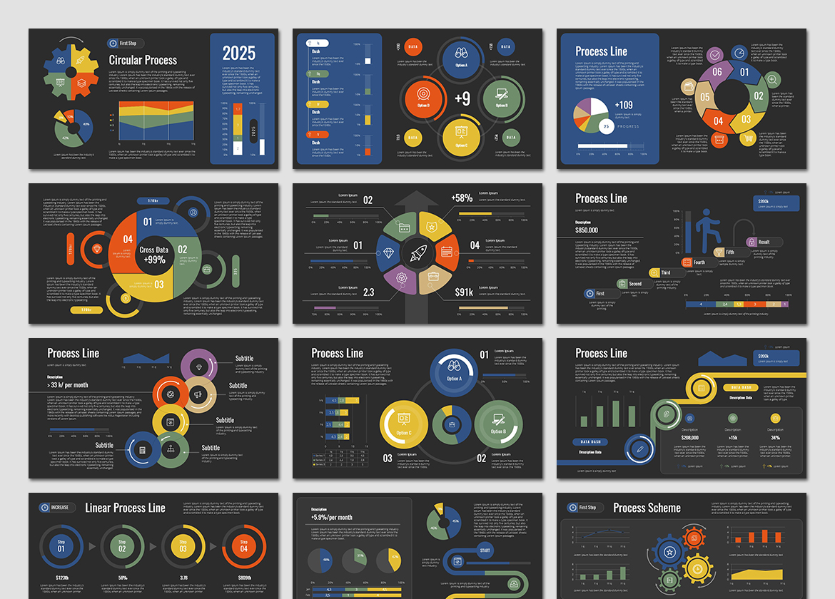 Process for Data PowerPoint Presentation Template, Presentation Templates