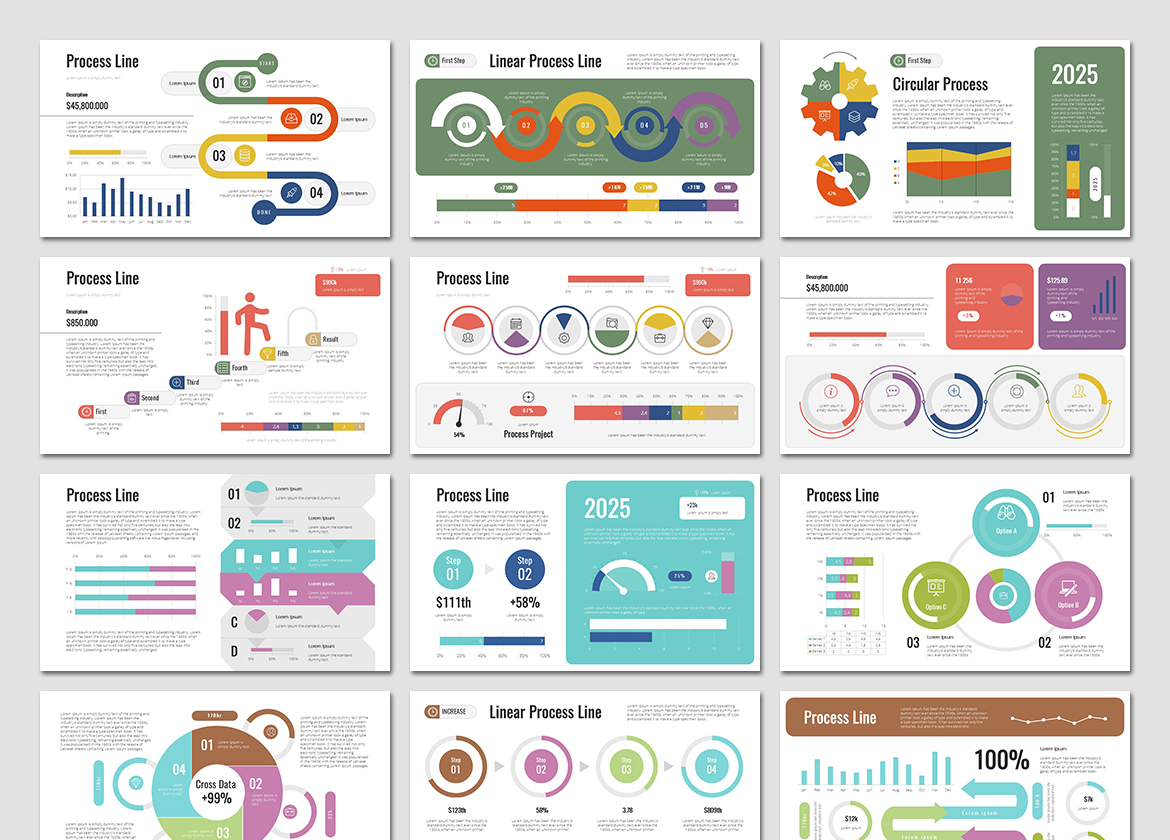 Process for Data PowerPoint Presentation Template, Presentation Templates