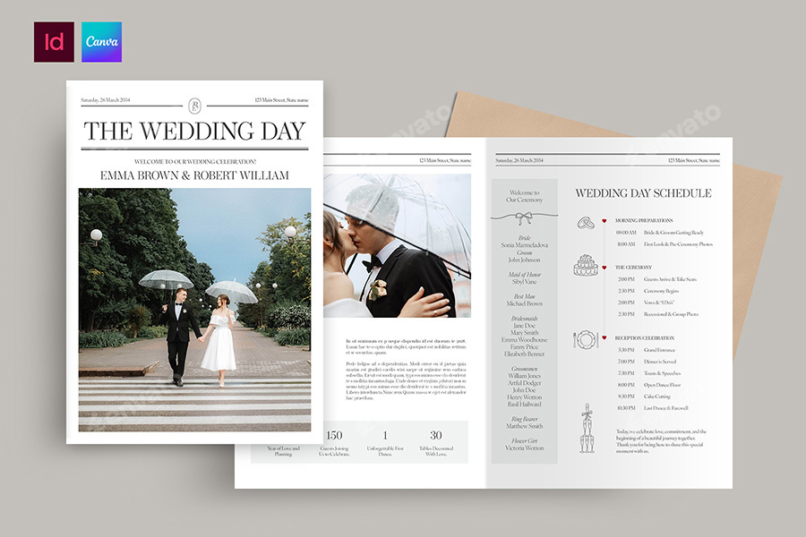 Wedding Day Program Template, Print Templates | GraphicRiver