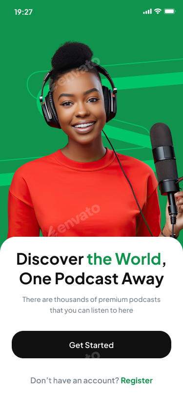 Podium | Figma Template - Podcast UI KIts Mobile App, Web Elements