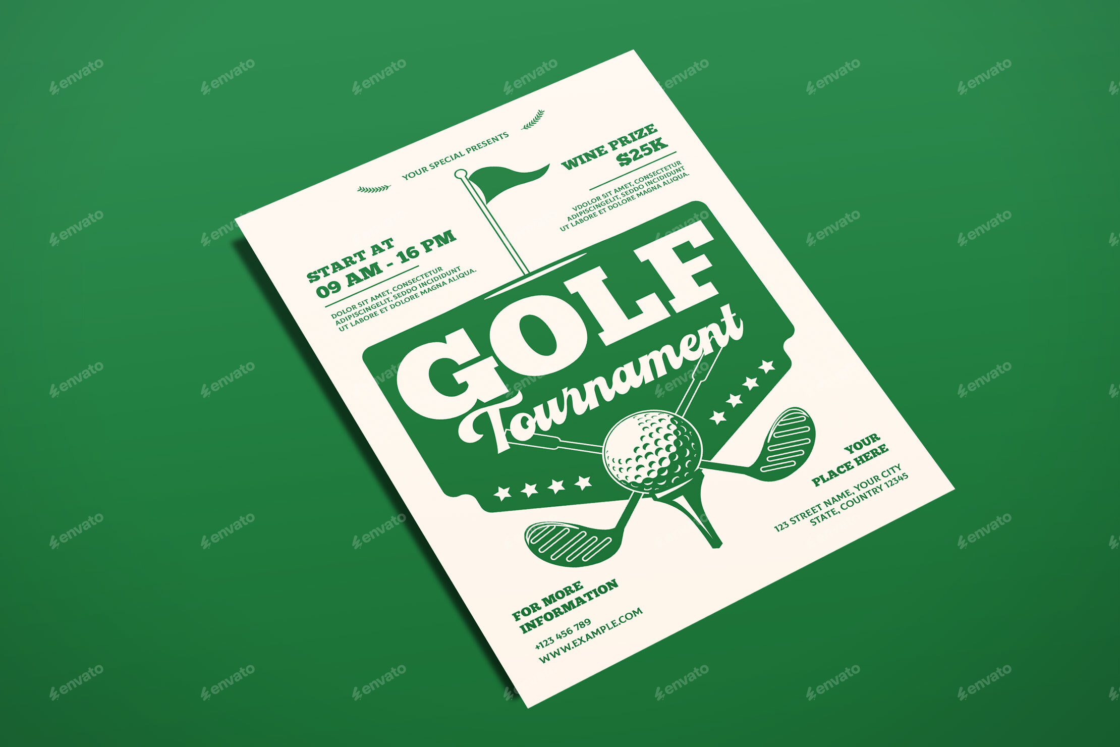 Green Bold Golf Tournament Flyer, Print Templates | GraphicRiver