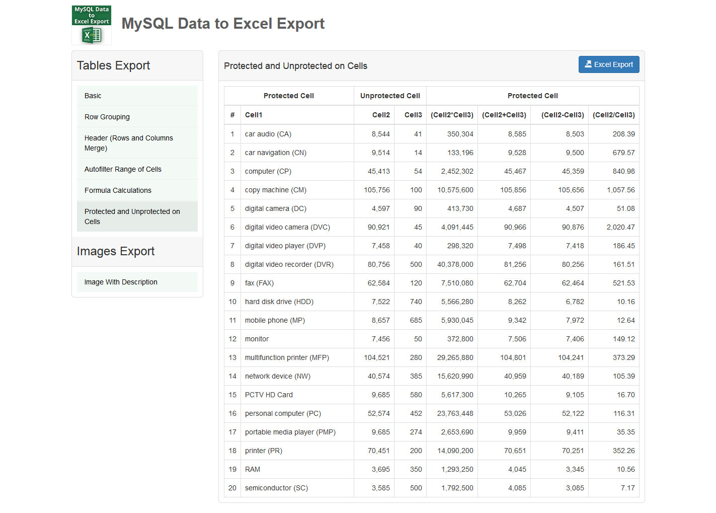 MySQL Data to Excel Export by themeposh | CodeCanyon