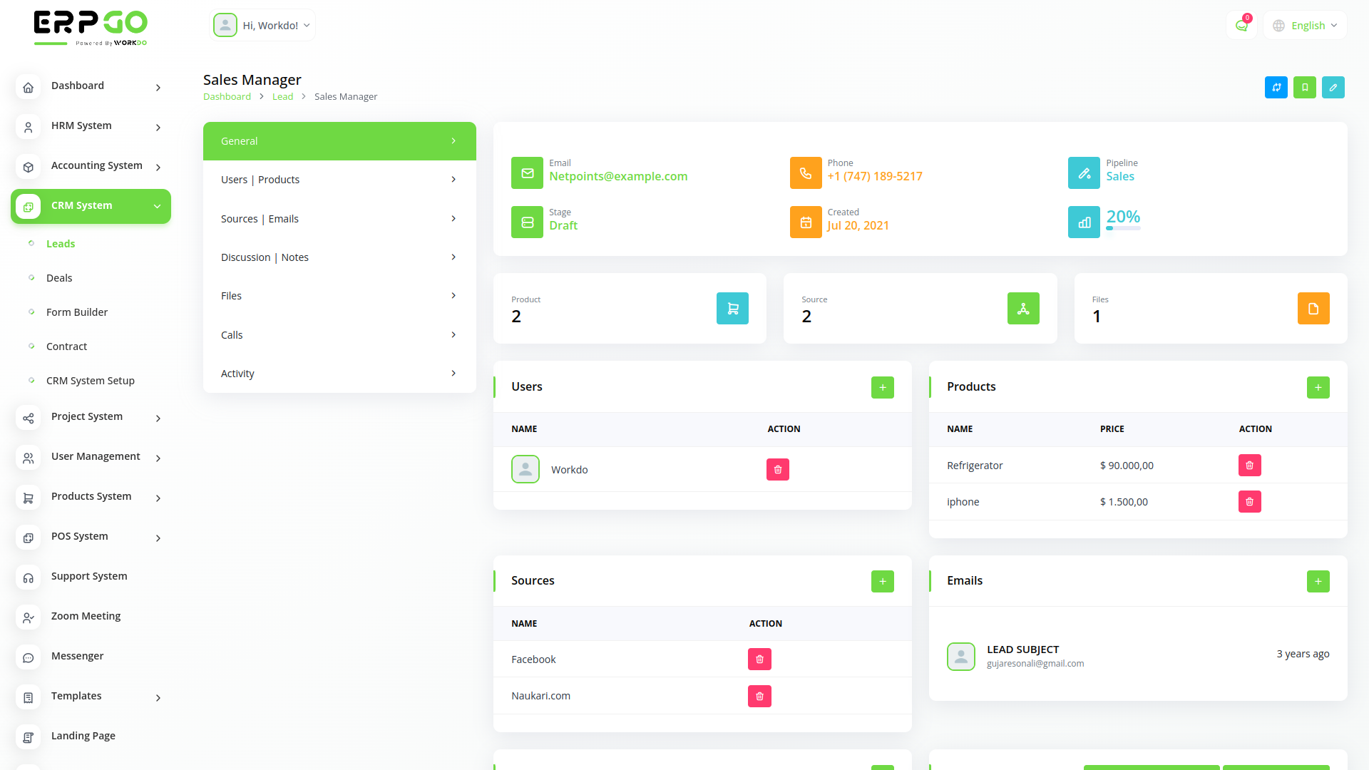 ERPGo - All In One Business ERP With Project, Account, HRM, CRM & POS by WorkDo