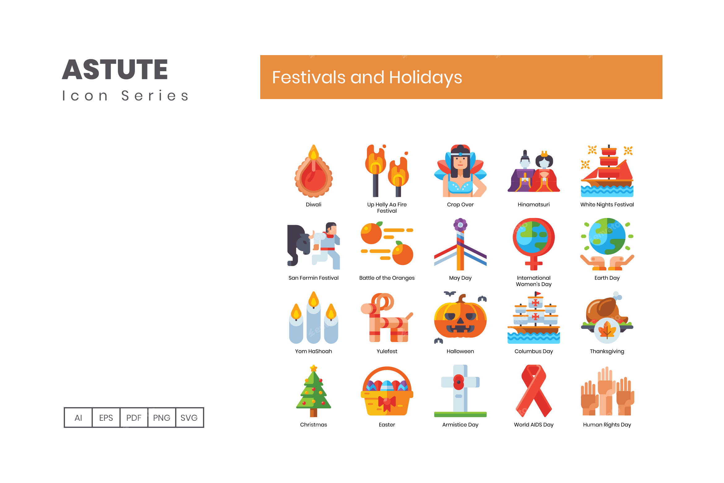 55 Cultural Festivals Icons, Icons | GraphicRiver