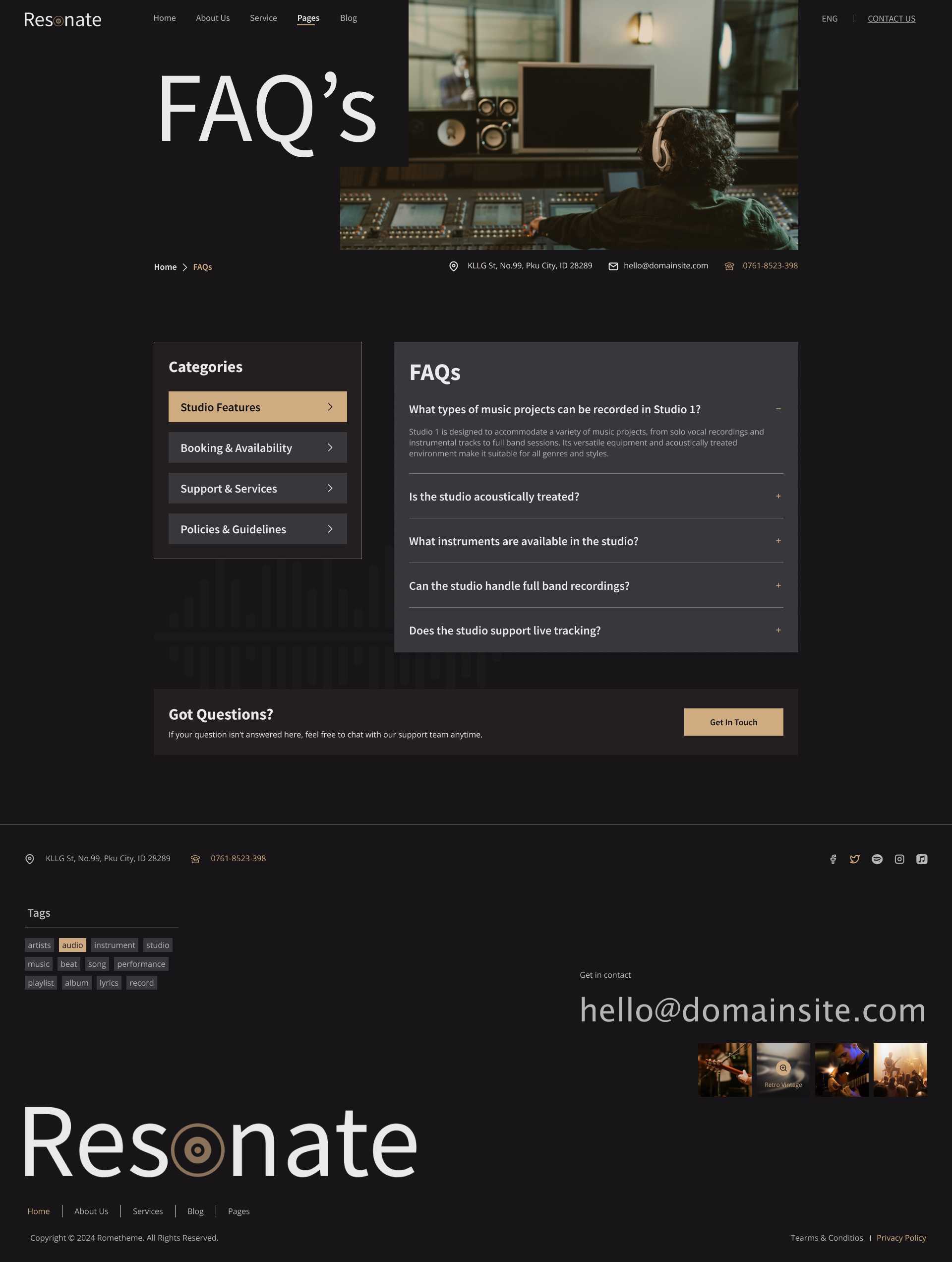 Resonate - Music Studio Figma Template by Rometheme | ThemeForest