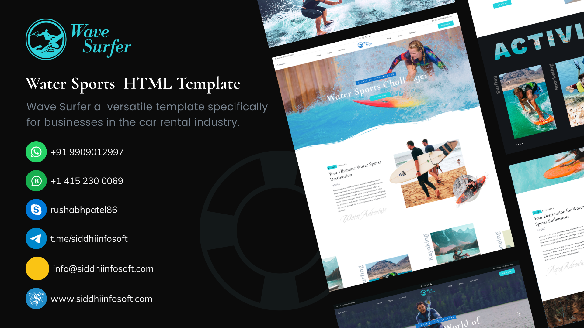 WaveSurfer - Surfing and Water Sports HTML Template by siddhiinfosoft