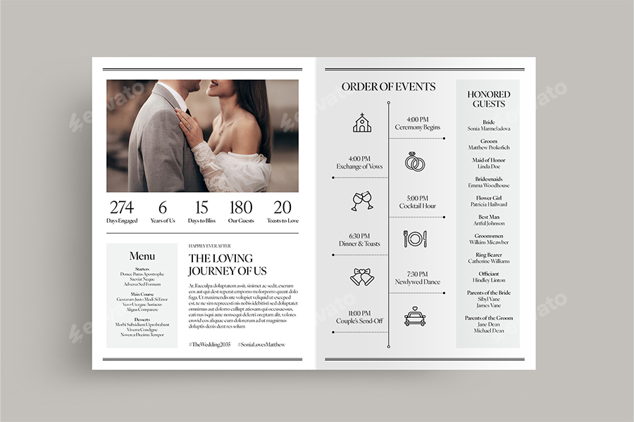 Wedding Day Newspaper Program Template, Print Templates | GraphicRiver