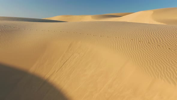 Fascinating Wavy Sand Dunes in Gentle Sunrise Light, Aerial View Drone ...
