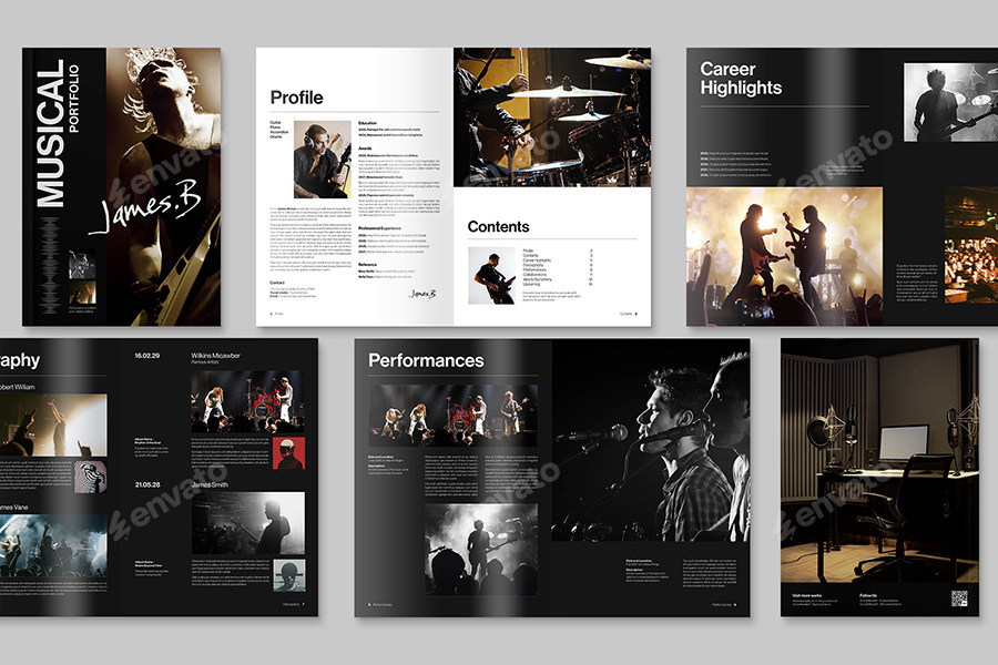 Musician Portfolio Template, Print Templates | GraphicRiver