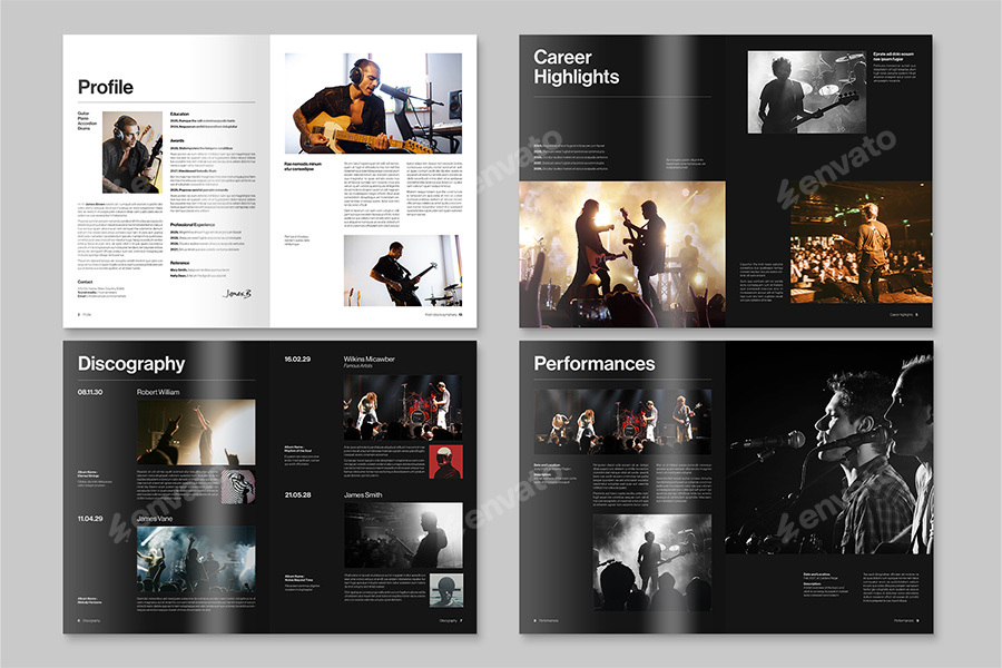 Musician Portfolio Template, Print Templates | GraphicRiver