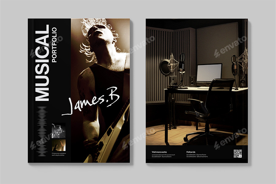 Musician Portfolio Template, Print Templates | GraphicRiver