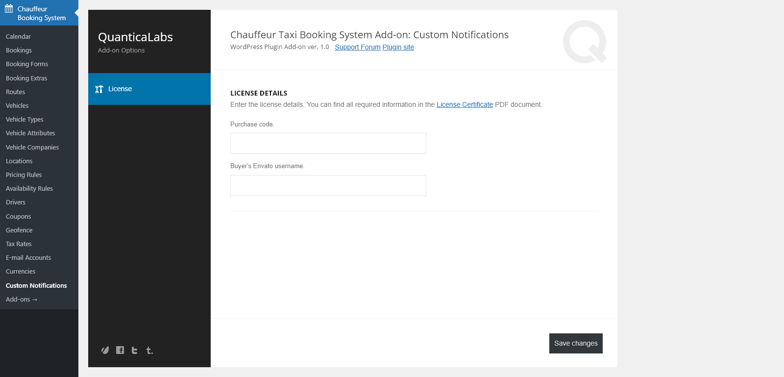 Custom Notifications Add-on: Chauffeur Taxi Booking System by QuanticaLabs