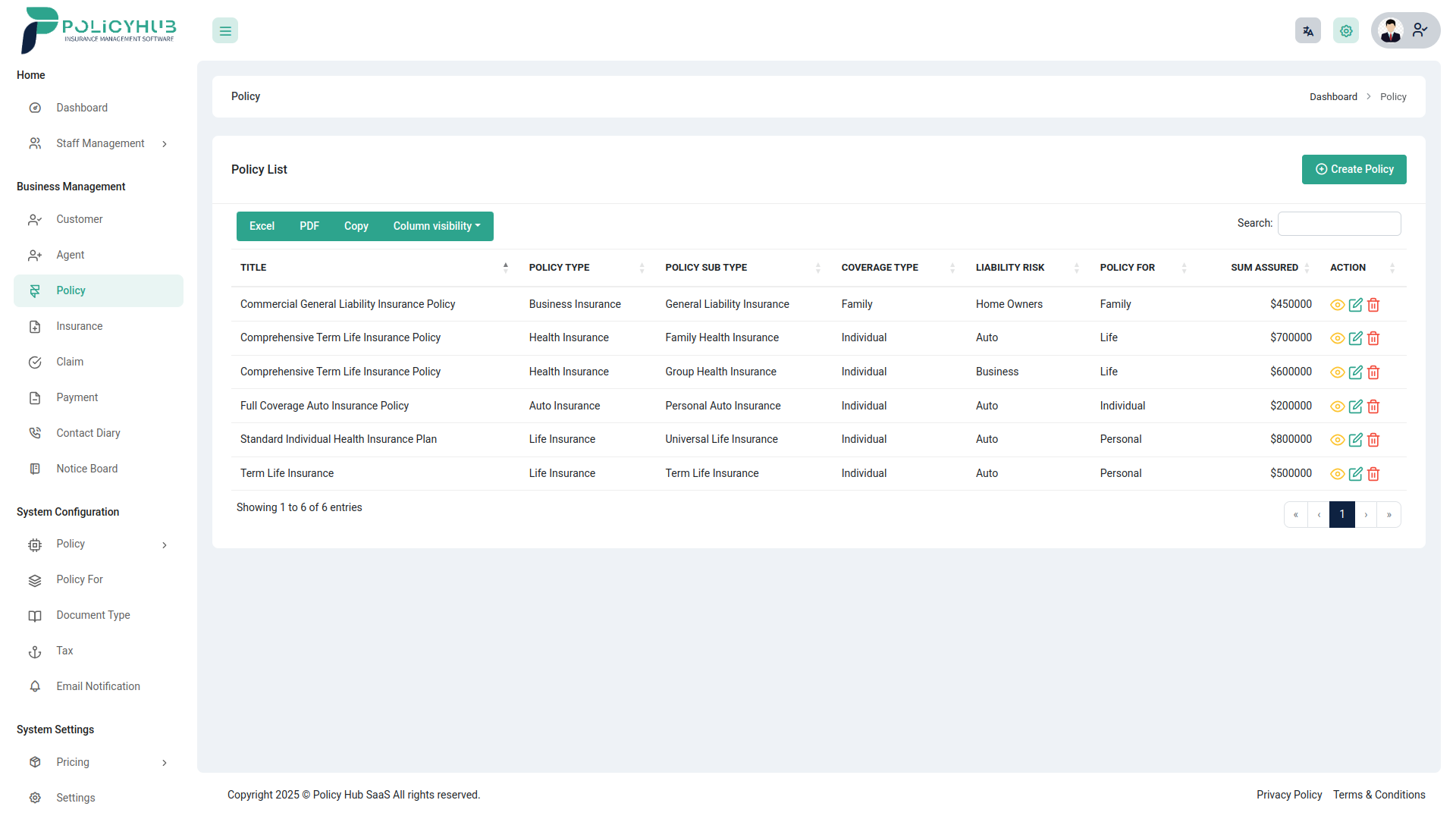 PolicyHub SaaS - Insurance Management Software by smartwebinfotech
