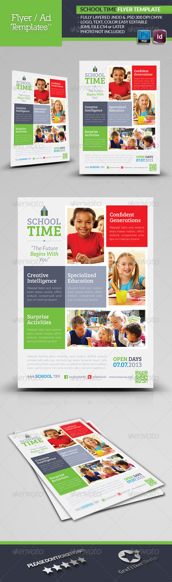 School Time Flyer Template by grafilker | GraphicRiver