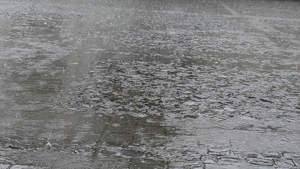 Rain On Pavement Plaza, Stock Footage | VideoHive