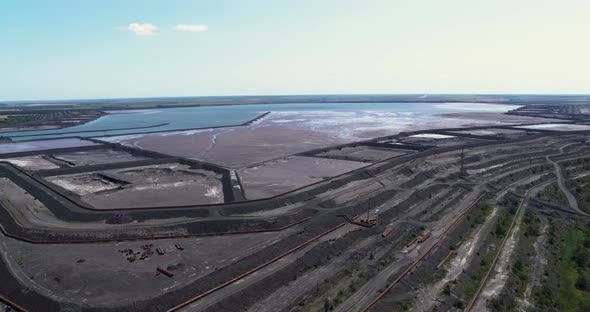 Tailing Dump in Industrial City Aerial Panorama View, Stock Footage