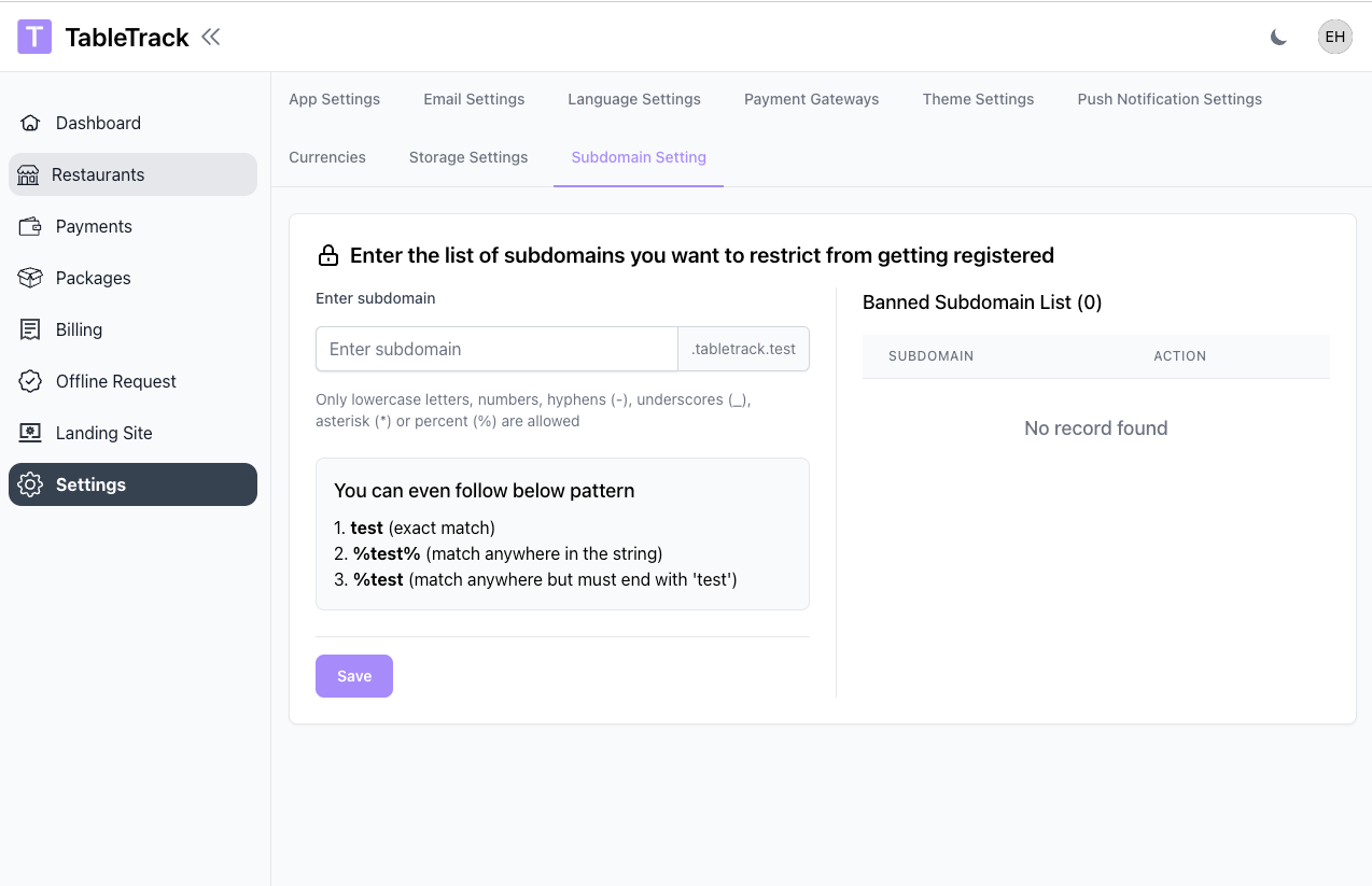 Subdomain Module for Tabletrack by ajay138 | CodeCanyon