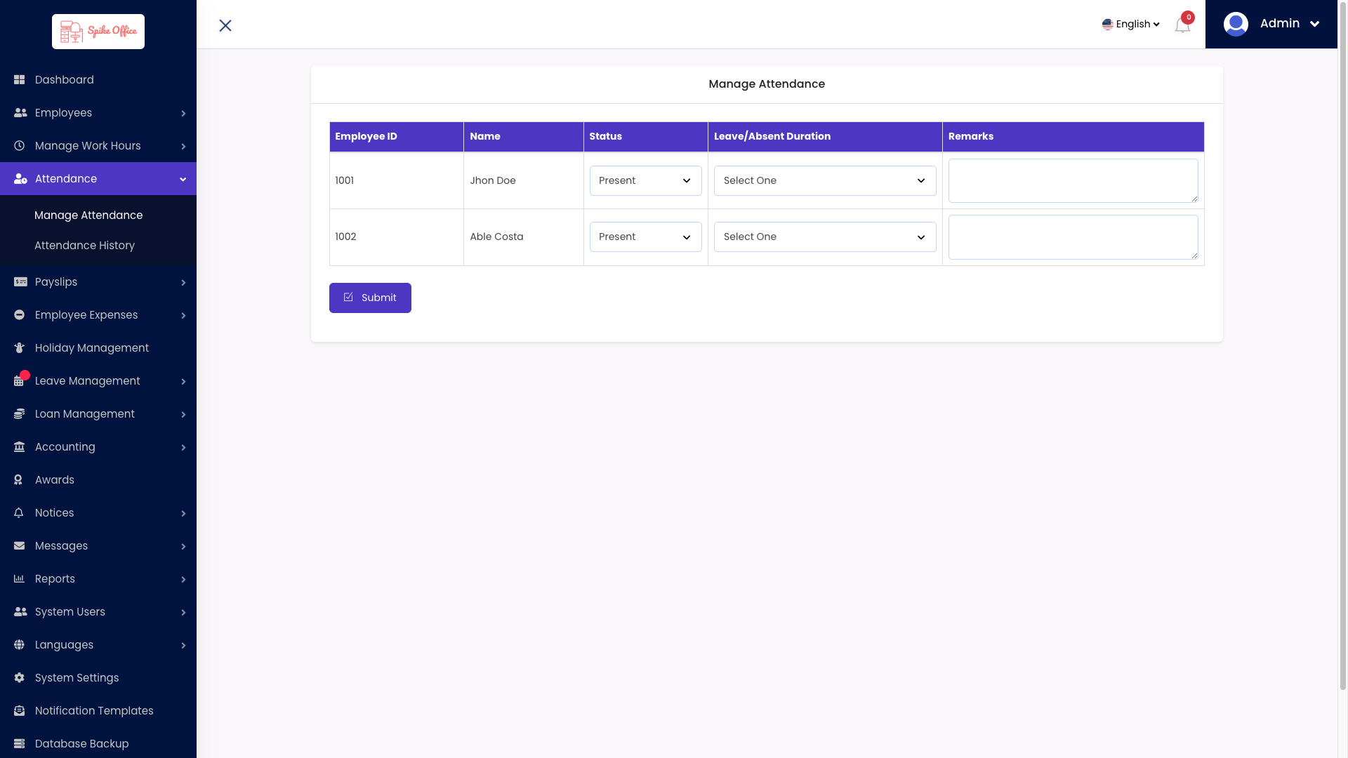 Spike Office - Complete Office Management System by TrickyCode | CodeCanyon