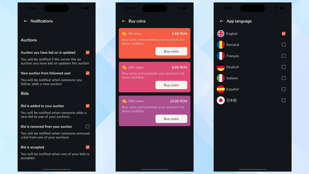Biddo - Full Flutter auction app, NextJS web app, NodeJS server (with chat) by pascaionut941