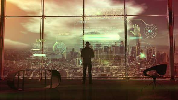 A Man Writes Code Using Augmented Reality 4K, Motion Graphics | VideoHive