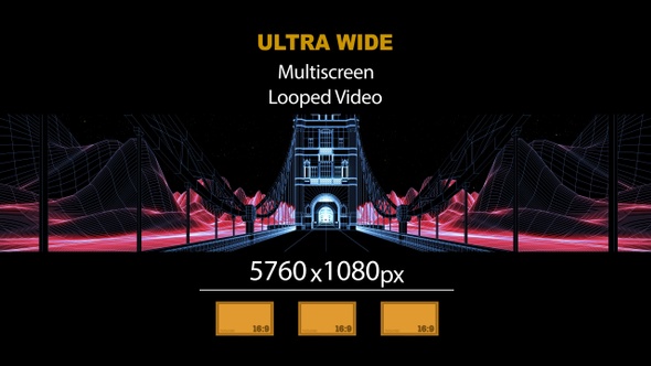 Ultra Wide HD Wireframe Bridge 01, Motion Graphics | VideoHive