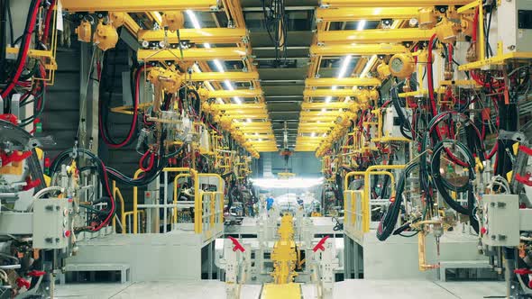 Vehicle Production Line at a Car Manufacturing Plant, Stock Footage