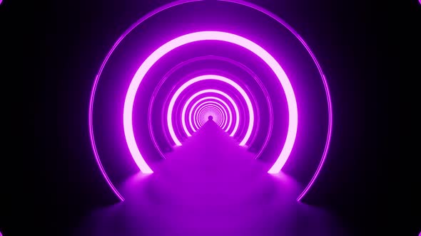 Purple Neon Ring Space Travel Background Tunnel Vj Loop HD, Motion Graphics