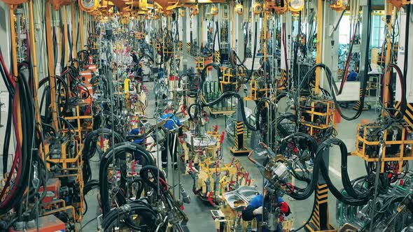 Carmaking Factory Premises with Working Staff, Stock Footage | VideoHive