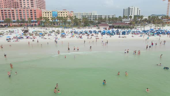Crowded beach in Clearwater Florida, beautiful white sand, spring break ...