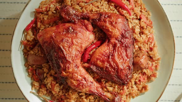 Kabsa Top View Rice and Meat Dish Saudi Arabia National Traditional ...