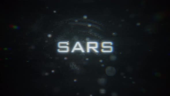 SARS Text Animation Display with Glitch Distortions, Motion Graphics