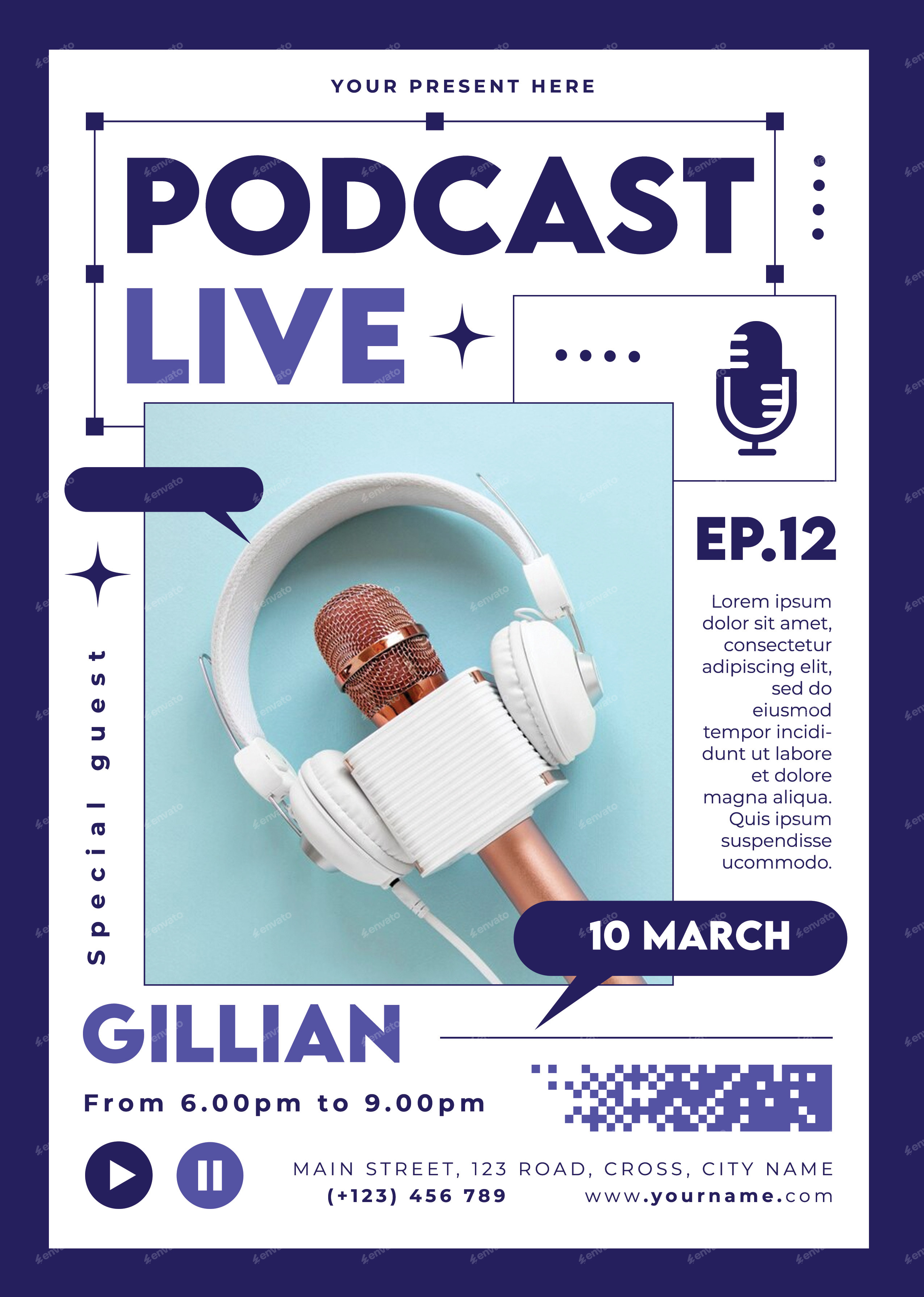 Podcast Live Flyer, Print Templates | GraphicRiver