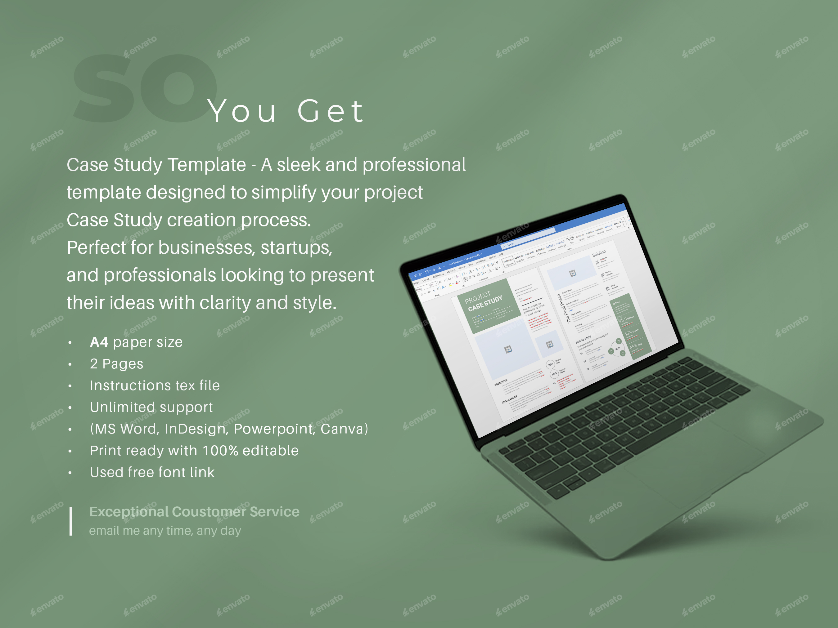 Case Study Template | Canva, MS Word, InDesign, PowerPoint, Print Templates