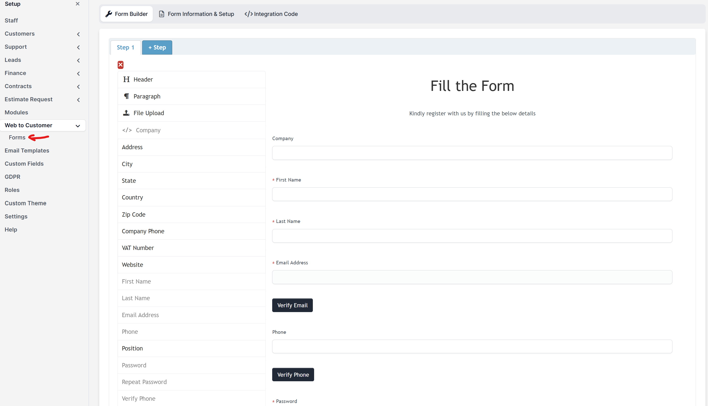 Web to Customer Registration Module For Perfex CRM by sejalinfotech