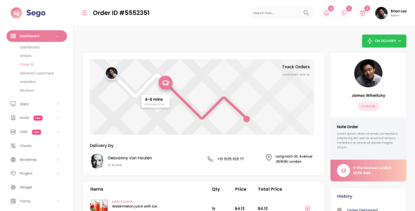 Sego - Flask Restaurant Admin Dashboard Bootstrap Template by DexignZone