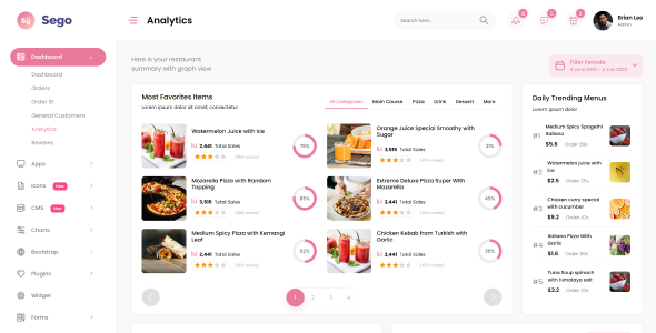 Sego - Flask Restaurant Admin Dashboard Bootstrap Template by DexignZone