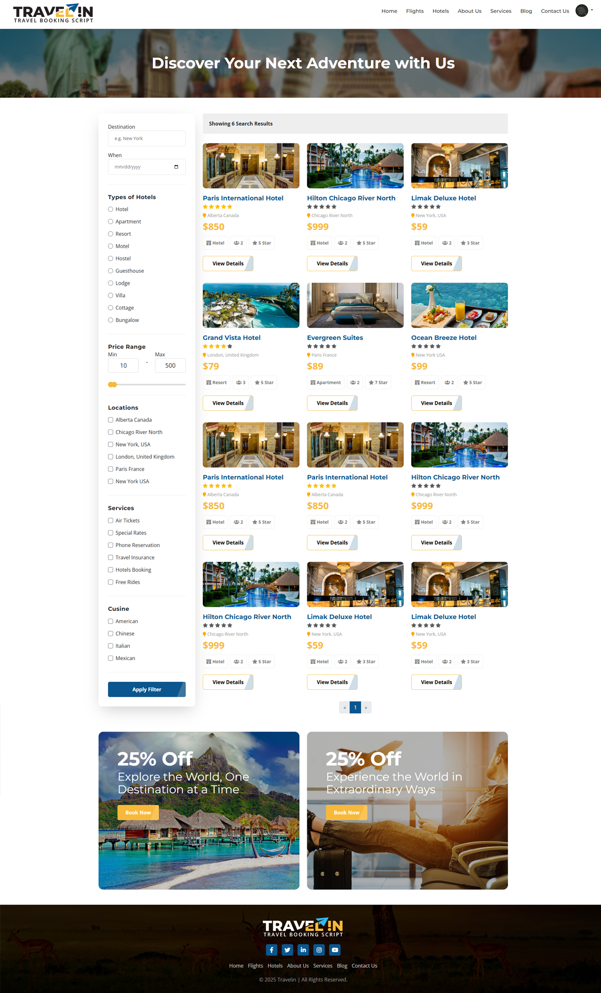 Travelin - Hotel & Air Tickets Booking Laravel Script by piratestech