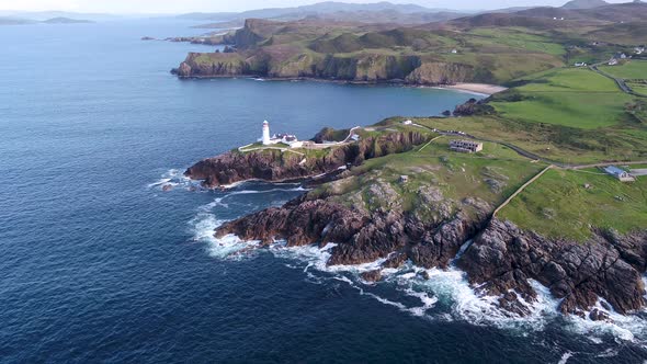Aerial View of Fanad Head Lighthouse Donegal County Ireland, Stock Footage