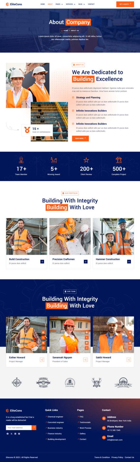 Elitecons - Construction Building Elementor Pro Template Kit by starplate