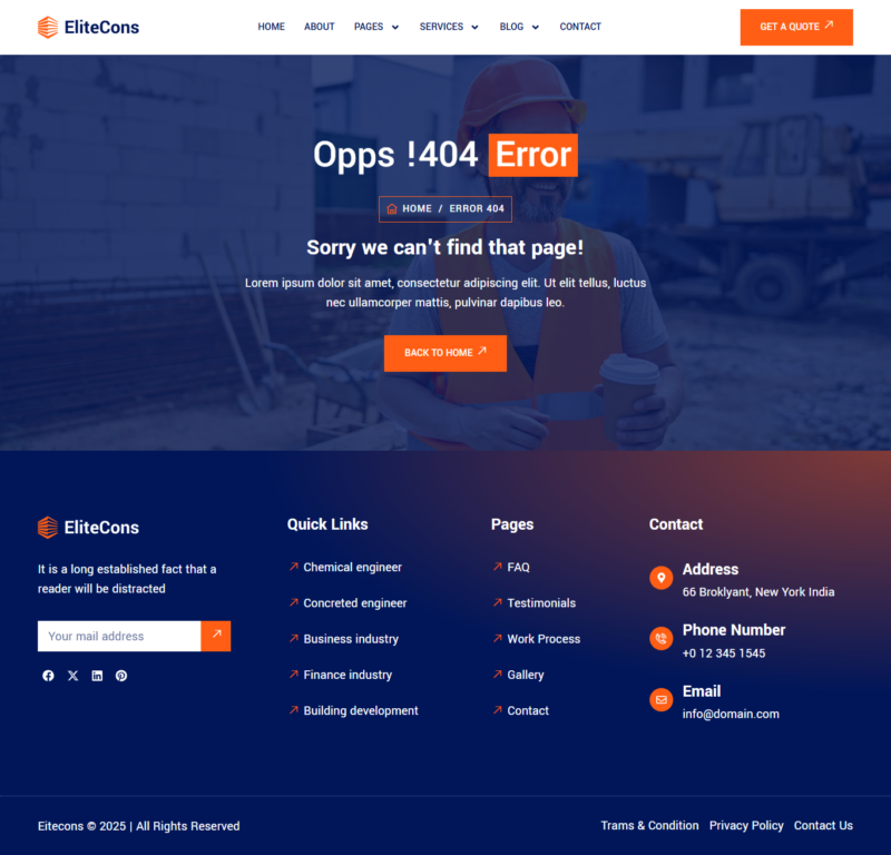 Elitecons - Construction Building Elementor Pro Template Kit by starplate