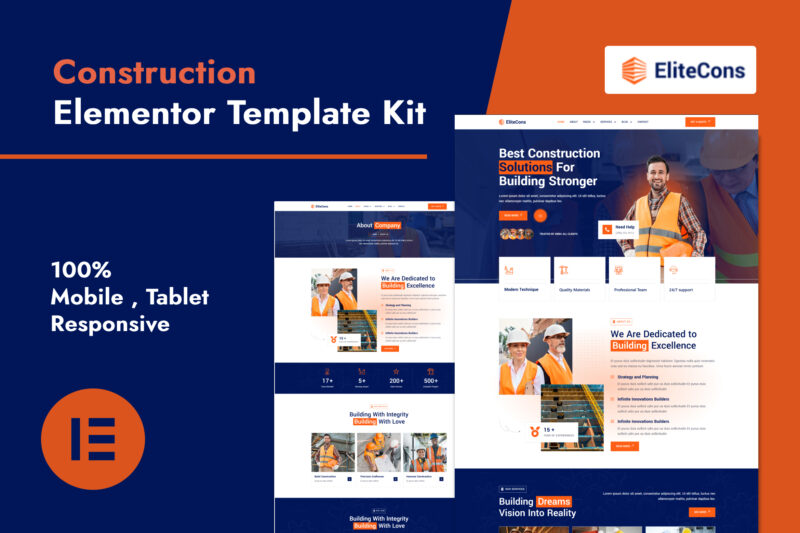 Elitecons - Construction Building Elementor Pro Template Kit by starplate