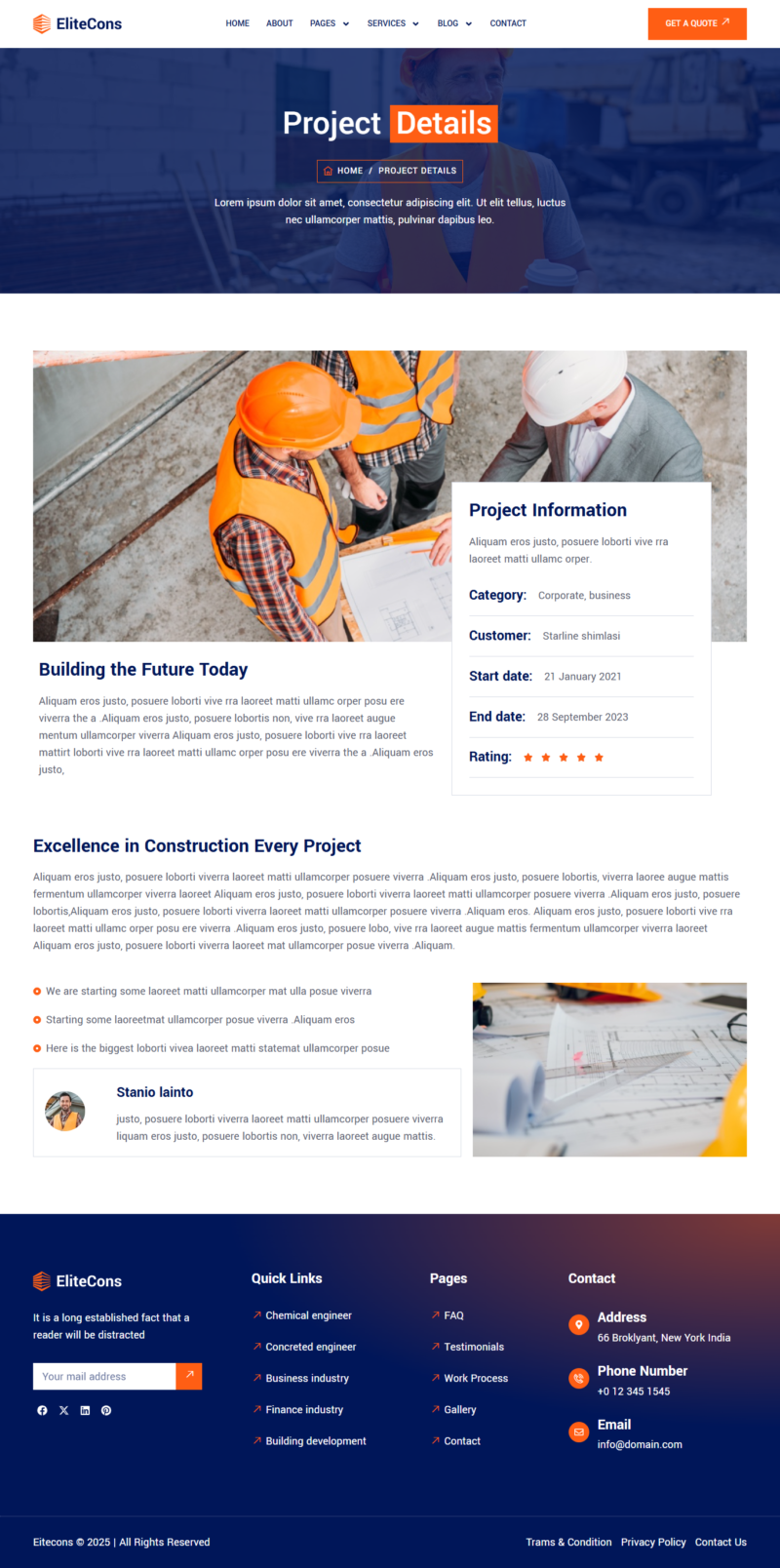 Elitecons - Construction Building Elementor Pro Template Kit by starplate