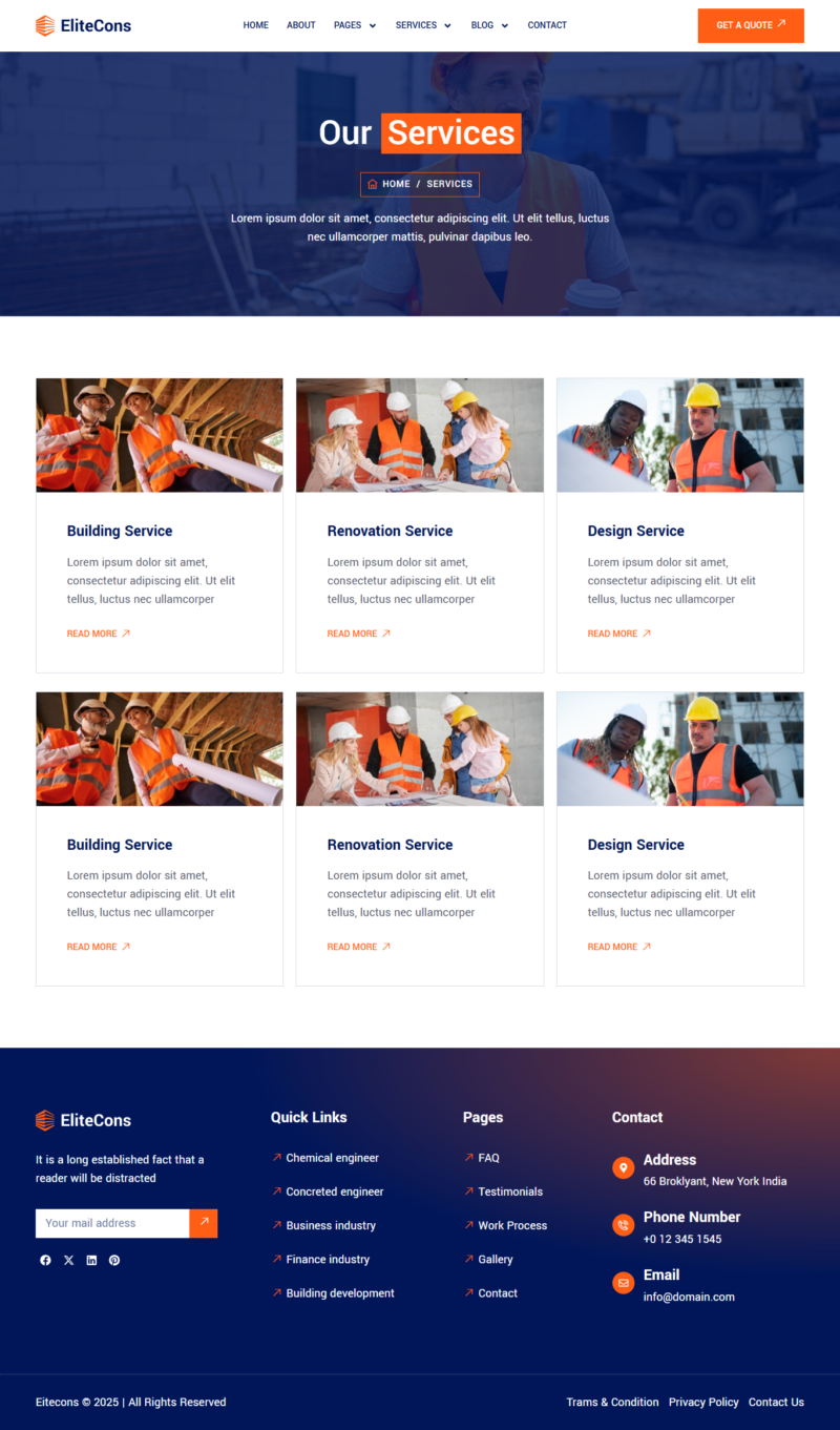 Elitecons - Construction Building Elementor Pro Template Kit by starplate